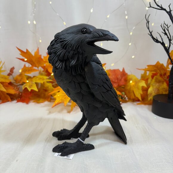 Holiday | Halloween Resin Black Standing Crow Raven Figure Decor Prop ...